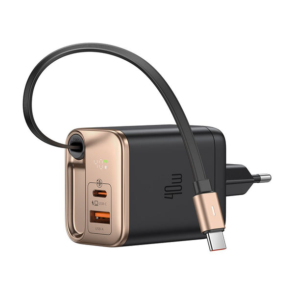 Mcdodo 40w GaN Fast Charger Retractable USB-C Cable Digital Watt Displ